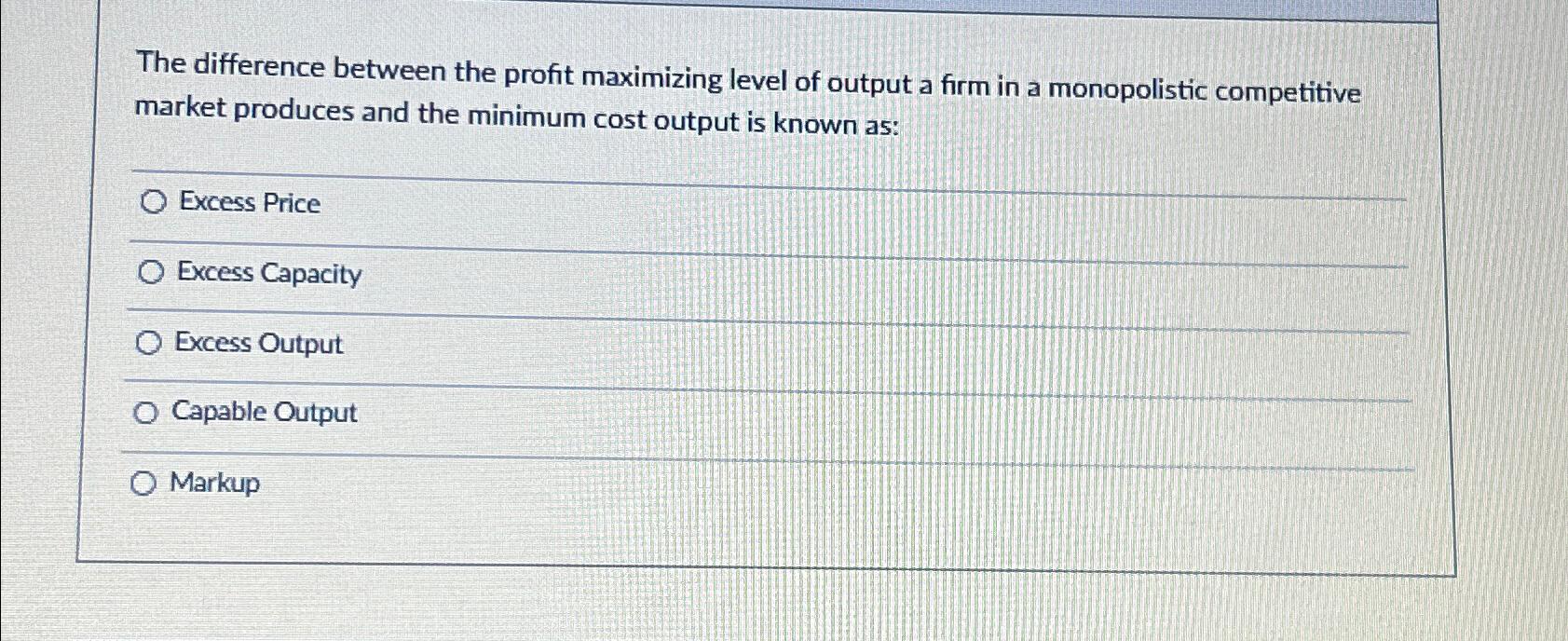 Solved The difference between the profit maximizing level of | Chegg.com