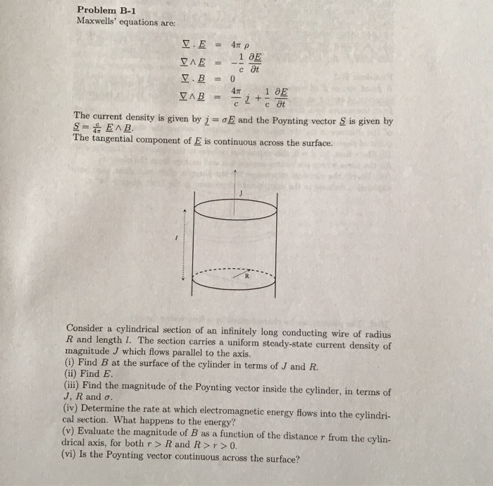Solved Problem B 1 Maxwells Equations Are Ve 4 P D1e