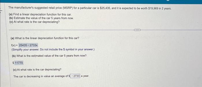 Solved The manufacturer's suggested retail price (MSRP) for | Chegg.com