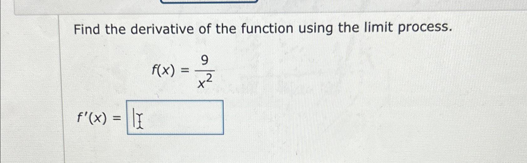 Solved Find the derivative of the function using the limit | Chegg.com