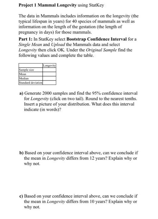 Part 2: We are going to investigate if the mean | Chegg.com