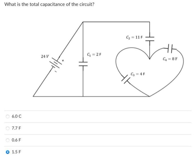 Solved What is the total capacitance of the circuit? | Chegg.com