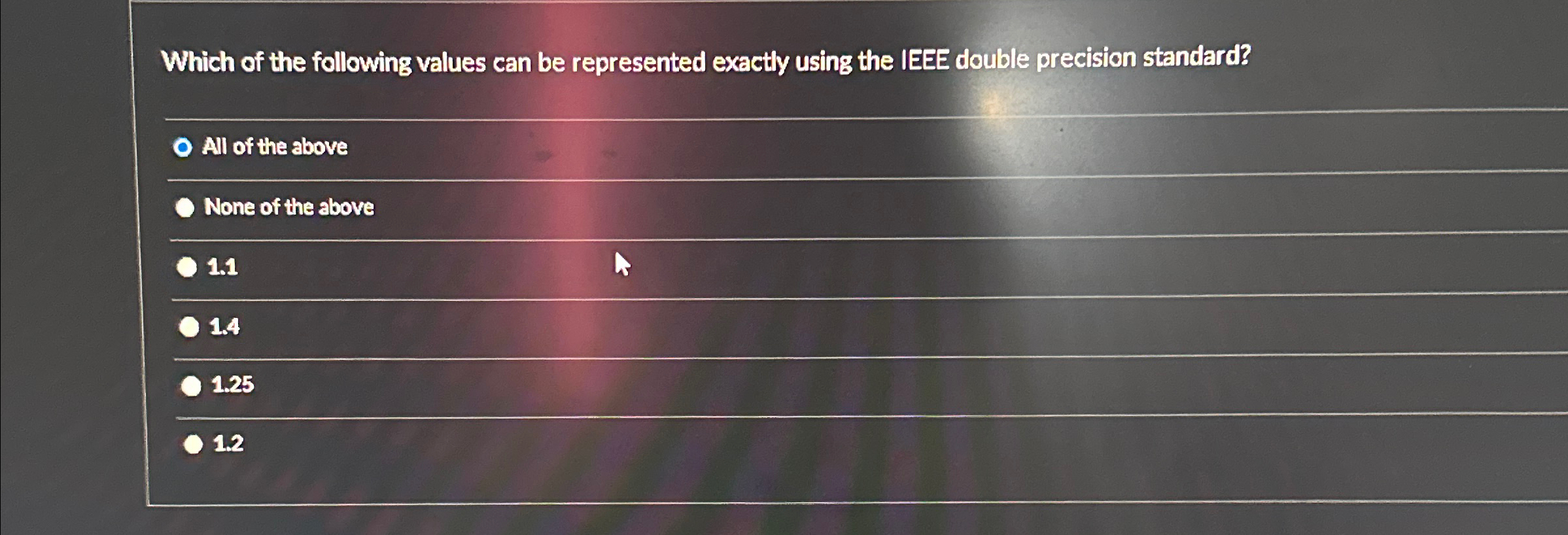 Solved Which of the following values can be represented | Chegg.com