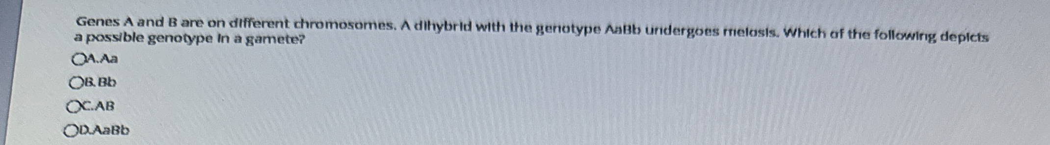 Solved Genes A and B ﻿are on different chromosomes. A | Chegg.com