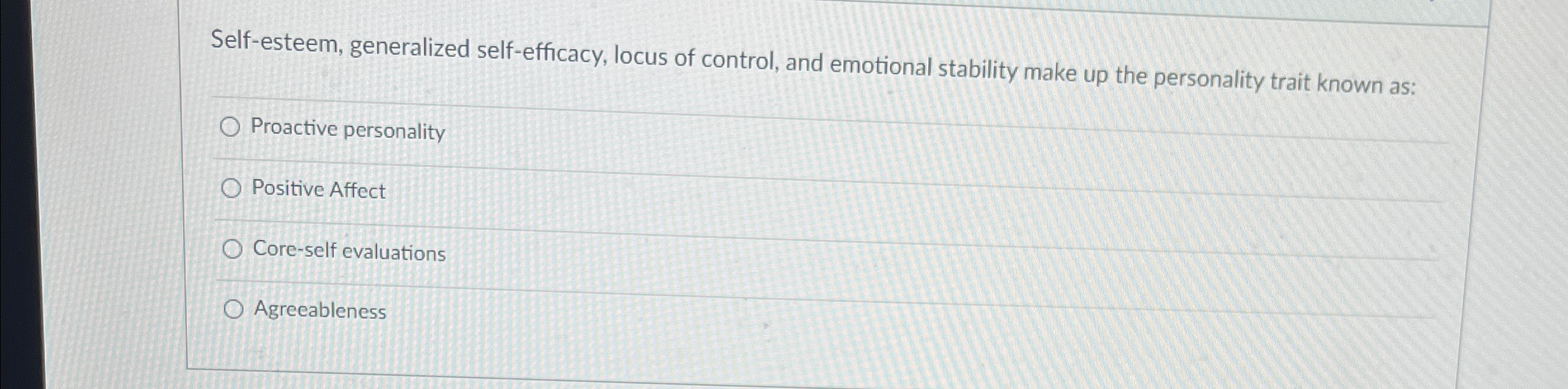 Solved Self Esteem Generalized Self Efficacy Locus Of