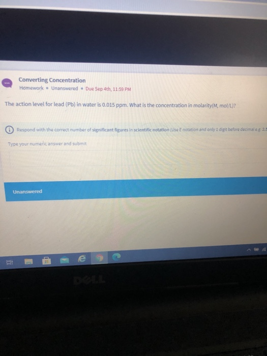 Solved Converting Concentration Homework • Unanswered. Due | Chegg.com