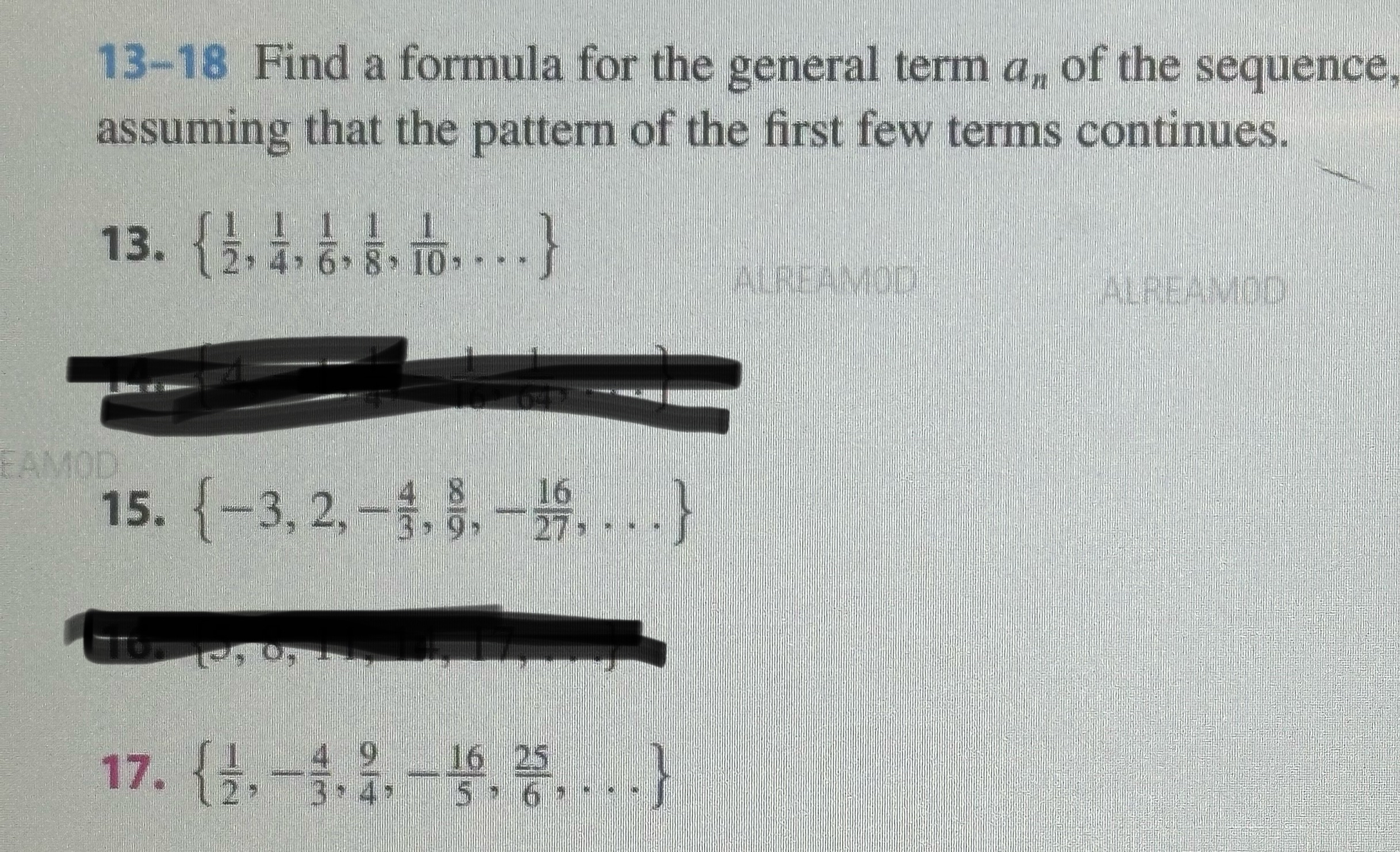Solved 13-18 ﻿Find a formula for the general term an ﻿of the | Chegg.com