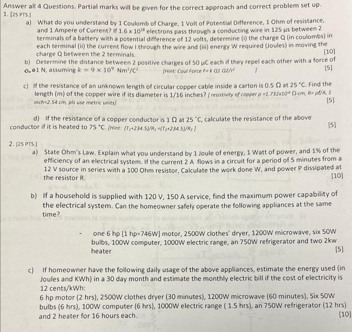 Solved Answer all 4 Questions. Partial marks will be given | Chegg.com
