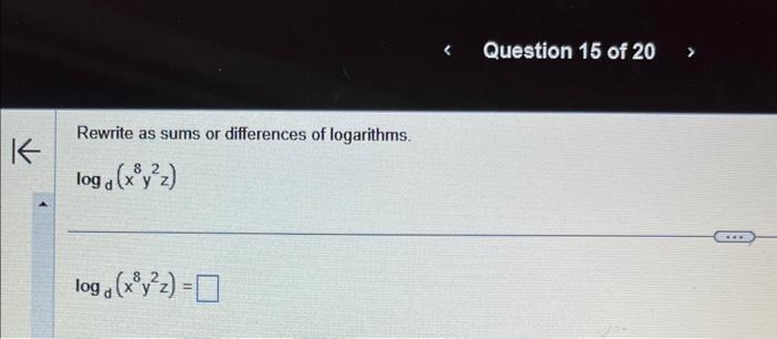 Solved Rewrite as sums or differences of logarithms. | Chegg.com