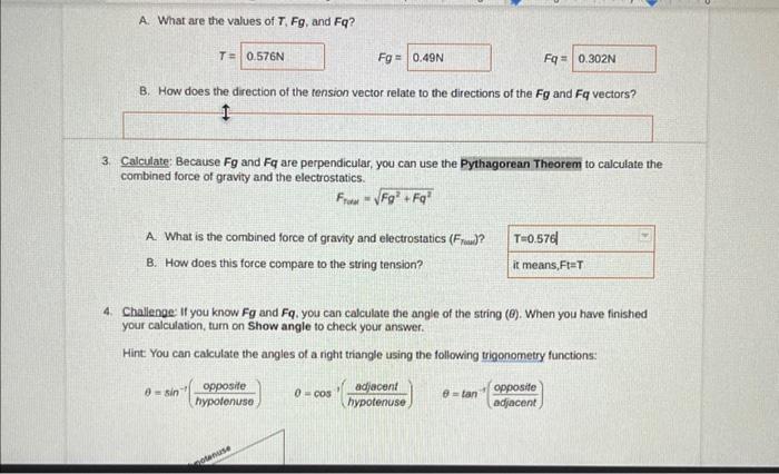 Solved A. What are the values of T,Fg, and Fq ? T=Fg= B. How | Chegg.com
