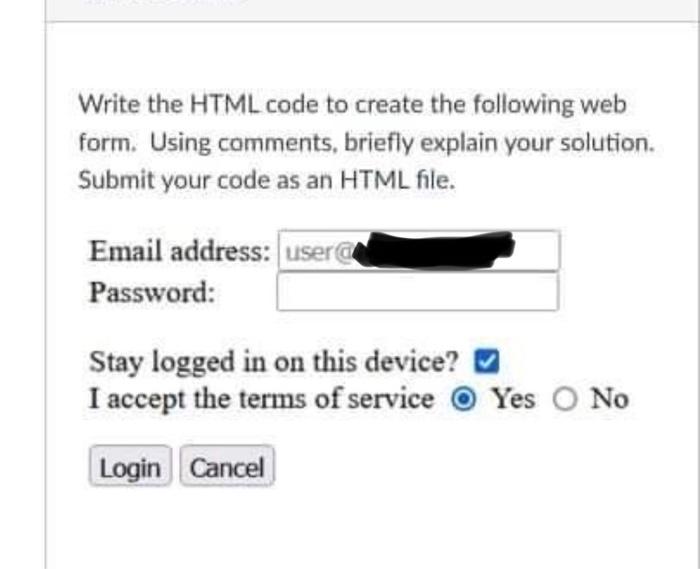 Solved Write the HTML code to create the following web form. | Chegg.com