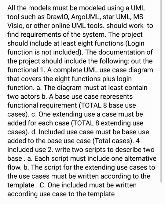 Solved UML project ... Write a project aiming to implement | Chegg.com