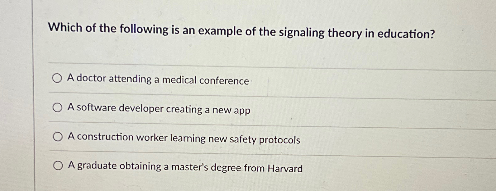 Solved Which of the following is an example of the signaling | Chegg.com