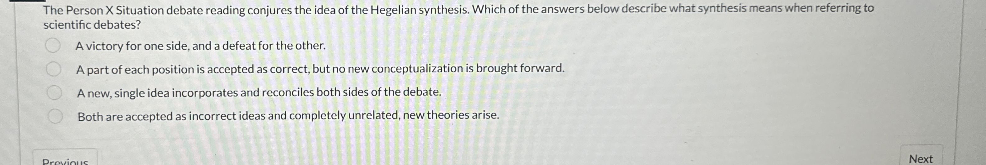 Solved The Person x ﻿Situation debate reading conjures the | Chegg.com