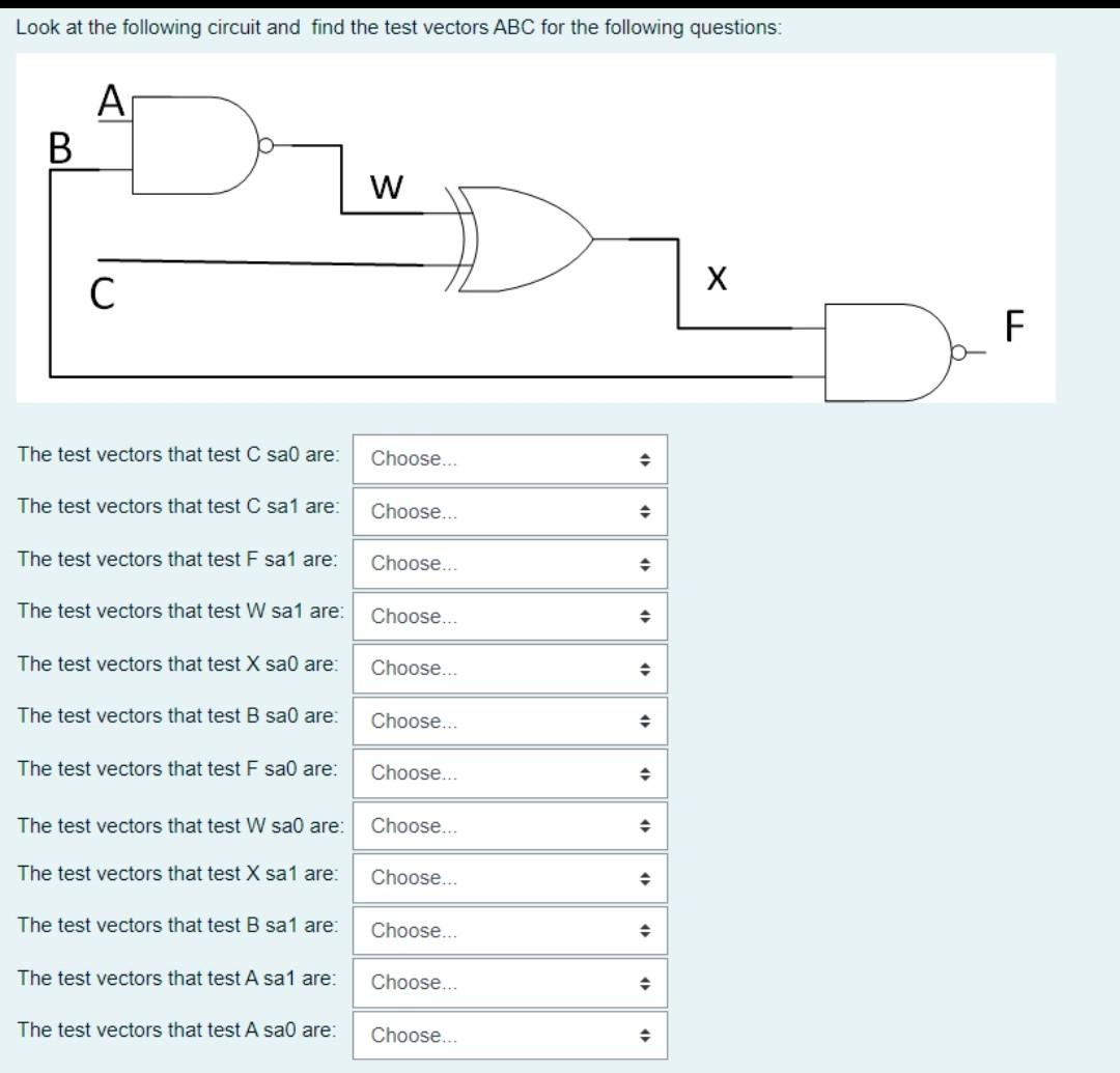 Solved Look at the following circuit and find the test | Chegg.com