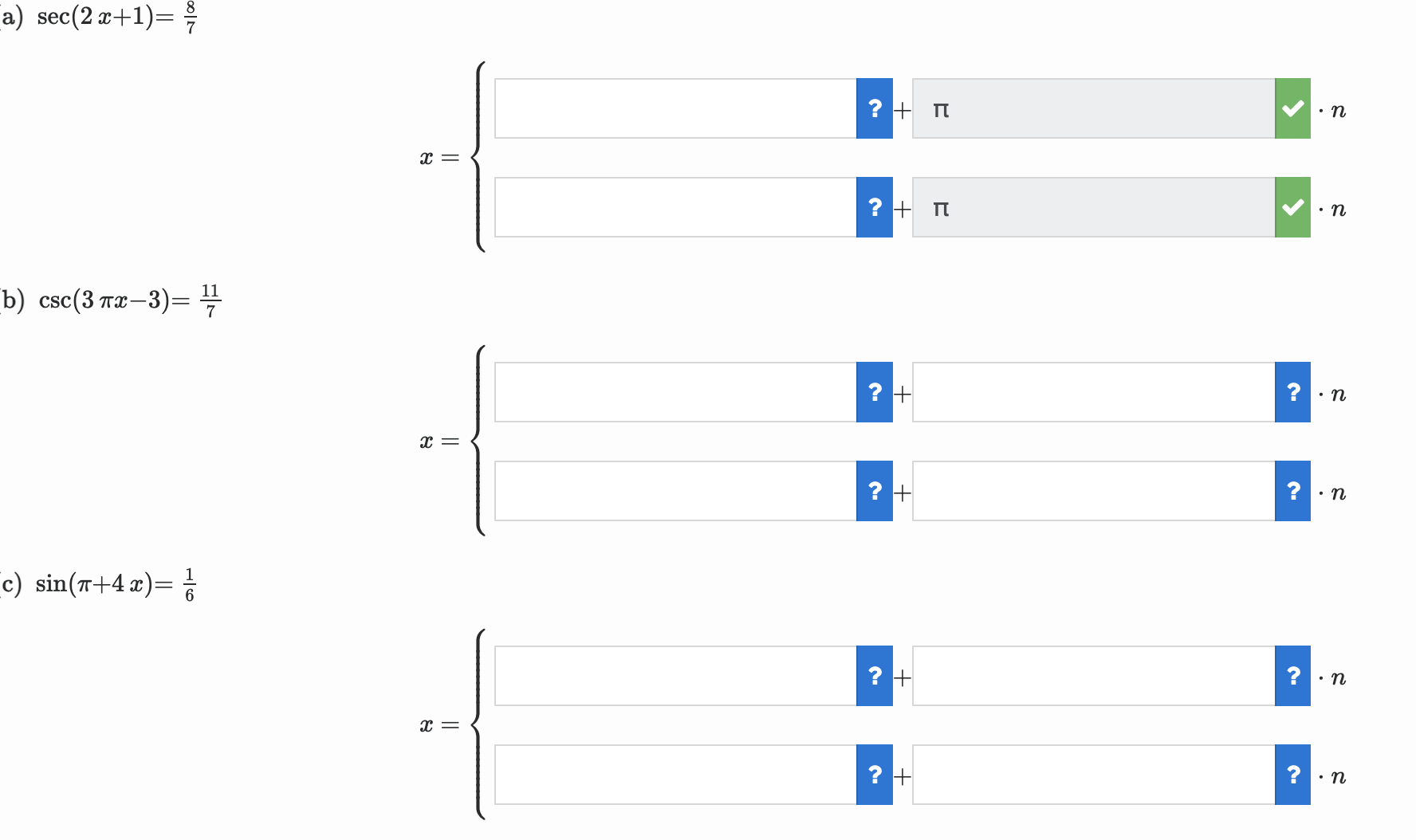 Solved The following must be ﻿given in ﻿radians and without | Chegg.com