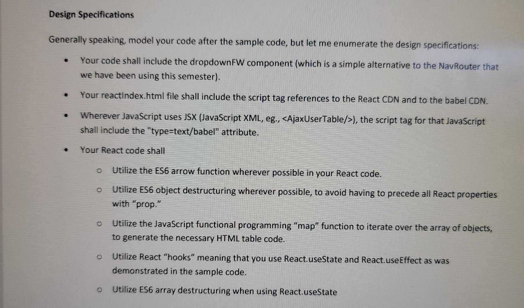 Solved General Requirements When the user clicks on the | Chegg.com
