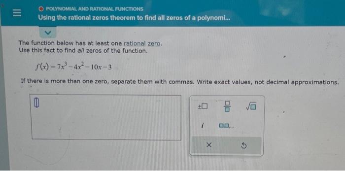 Solved = O POLYNOMIAL AND RATIONAL FUNCTIONS Using the | Chegg.com