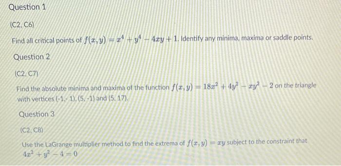Solved Find all critical points of f(x,y)=x4+y4−4xy+1. | Chegg.com