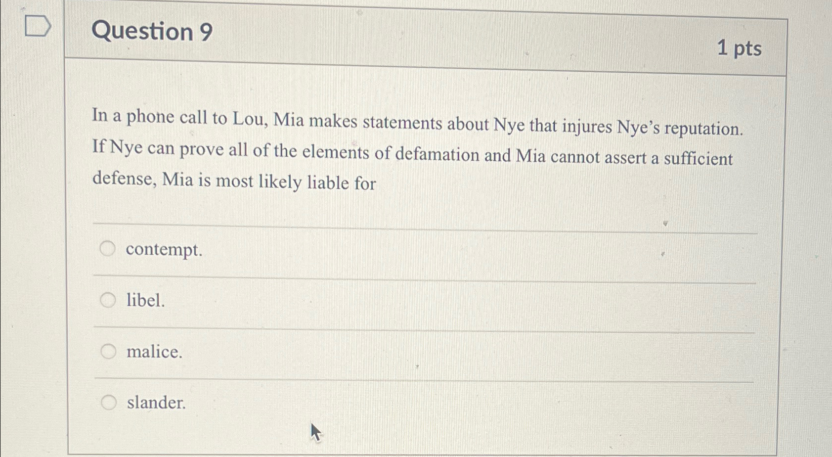 Solved Question 91 ﻿ptsIn a phone call to Lou, Mia makes | Chegg.com