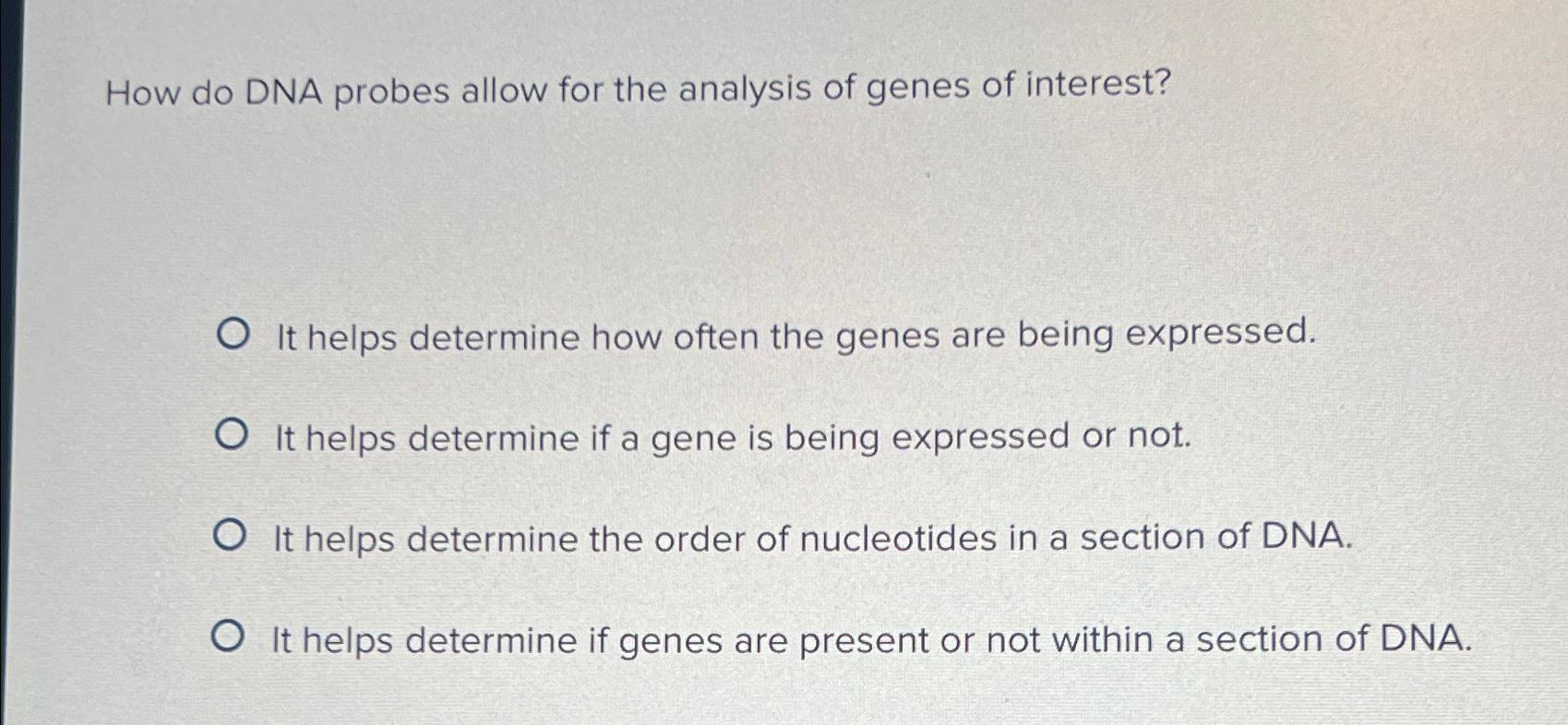 Solved How do DNA probes allow for the analysis of genes of | Chegg.com