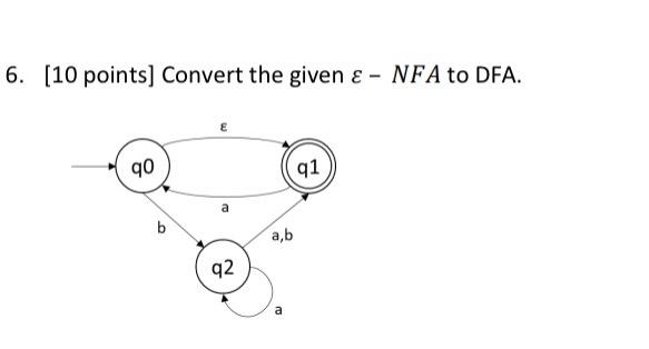 6. [10 points] Convert the given ε−NFA to DFA. | Chegg.com