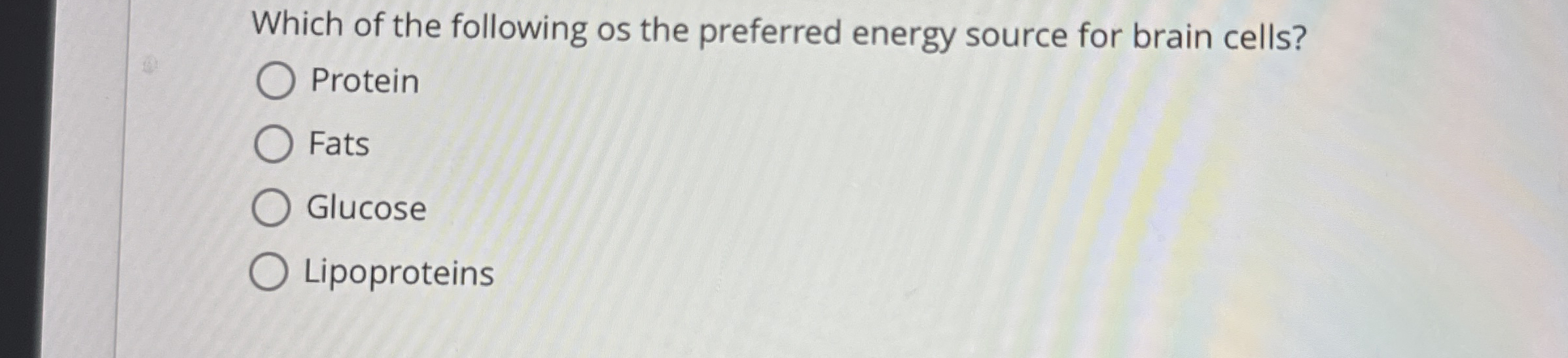 Solved Which of the following os the preferred energy source | Chegg.com