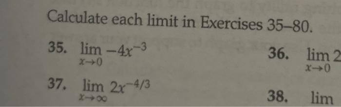 Solved Calculate each limit in Exercises 35-80. 35. | Chegg.com