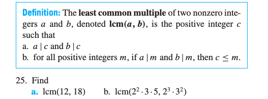 Solved Definition: The least common multiple of two nonzero | Chegg.com