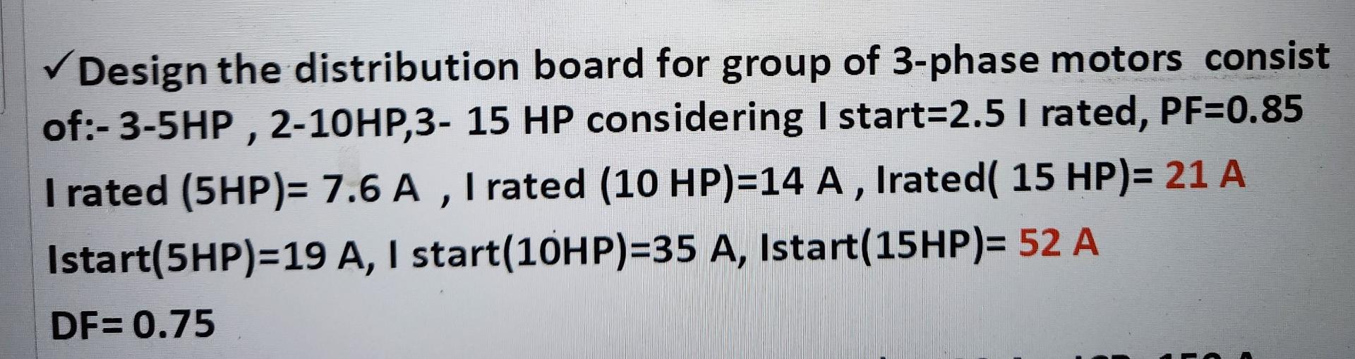 Solved Design the distribution board for group of 3-phase | Chegg.com