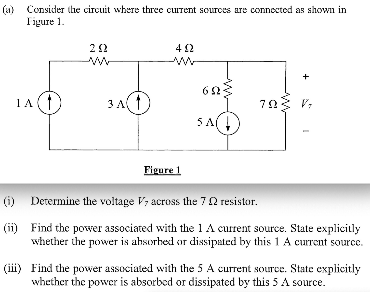 Solved (i) ﻿Determine the voltage V7 ﻿across the 7Ω | Chegg.com