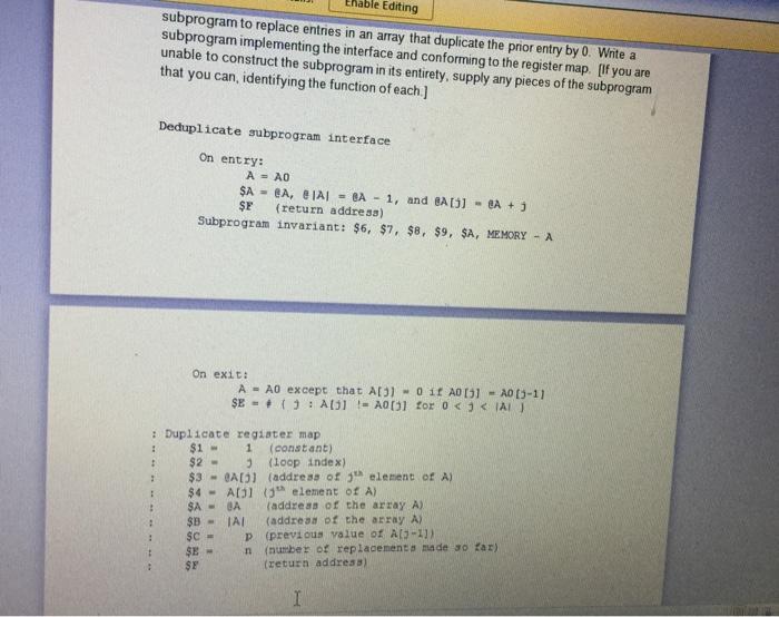 ble Editing subprogram to replace entries in an array | Chegg.com