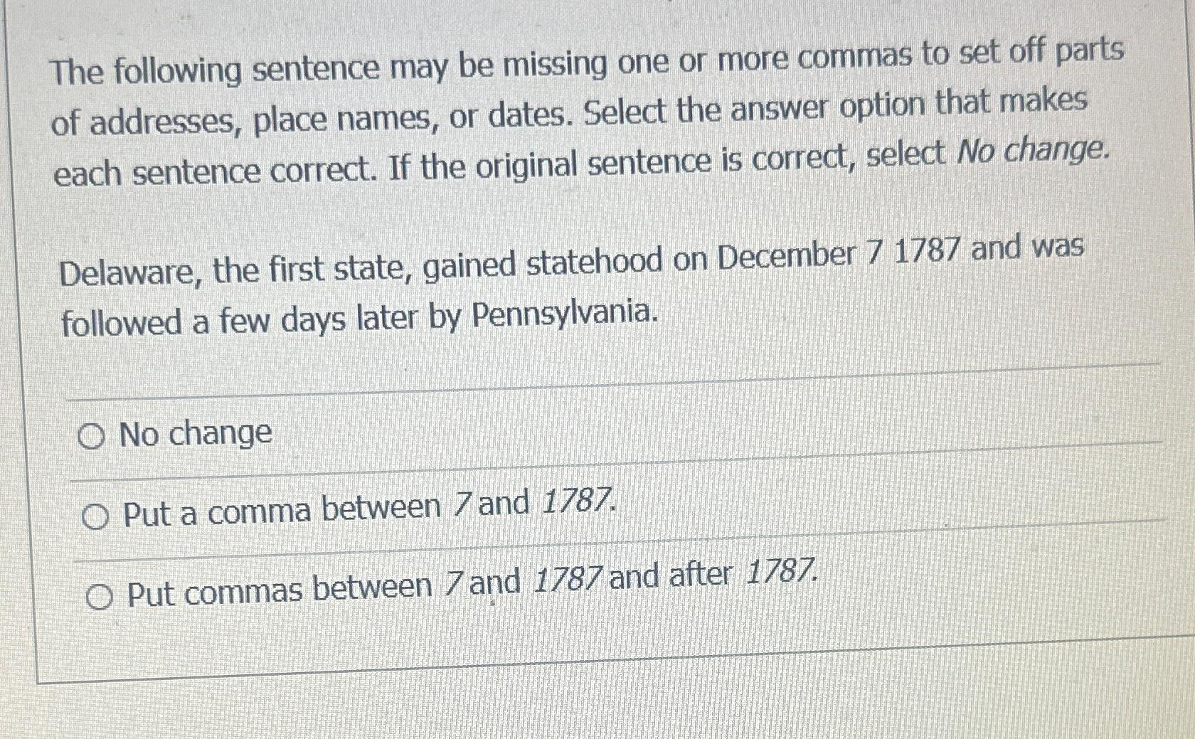 Solved The following sentence may be missing one or more | Chegg.com