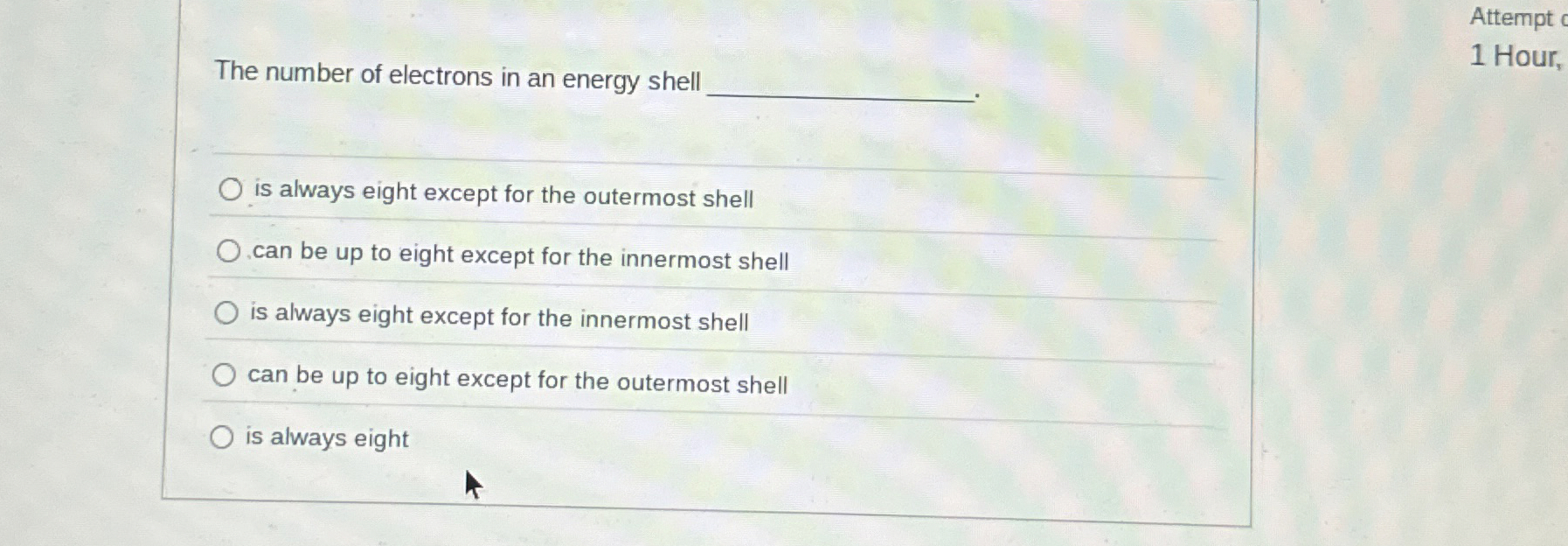 Solved The number of electrons in an energy shellis always | Chegg.com