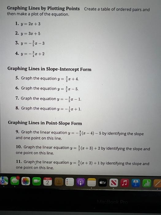 Solved Graphing Lines by Plotting Points Create a table of | Chegg.com