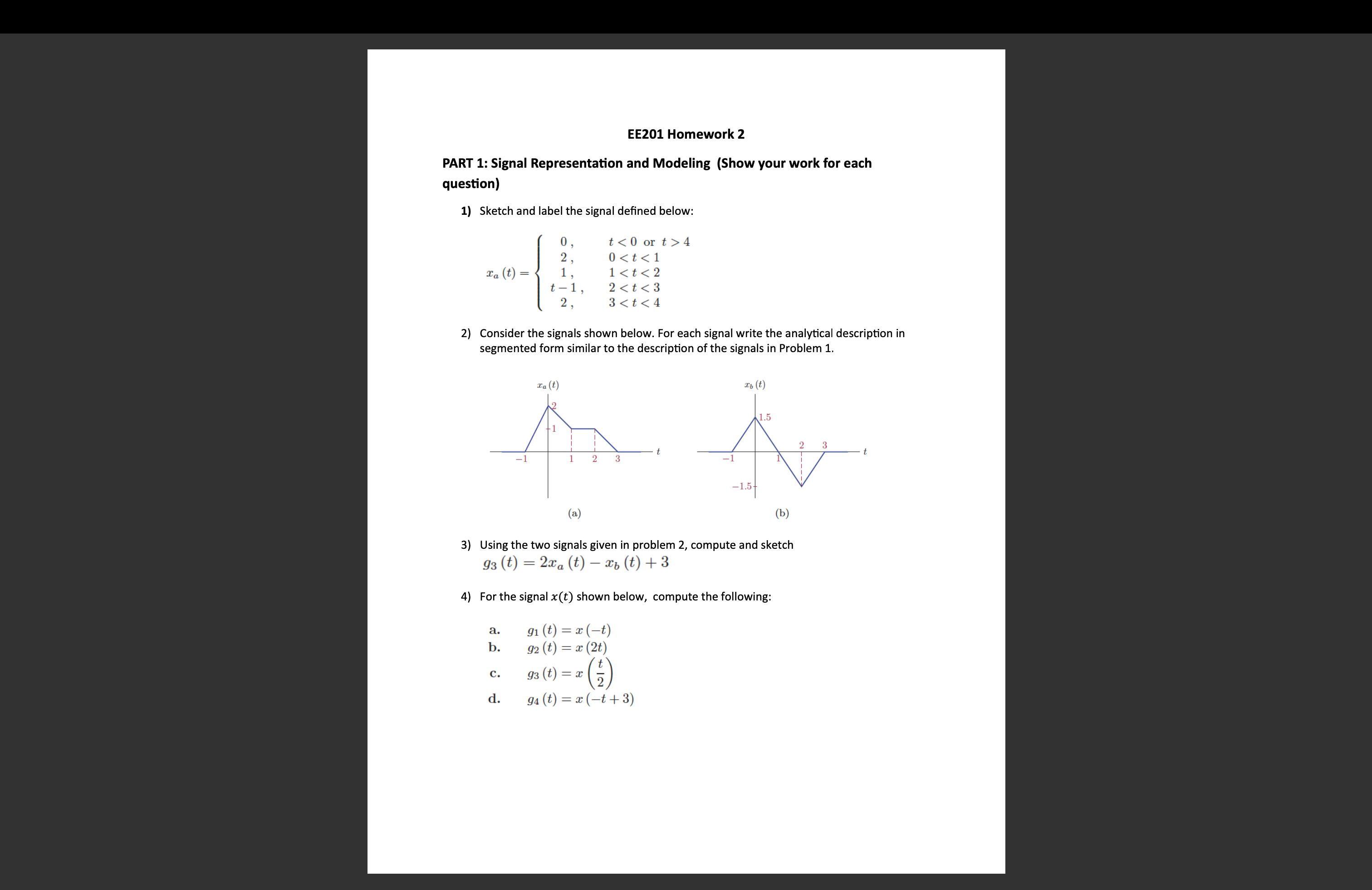 PART 1: Signal Representation and Modeling (Show | Chegg.com