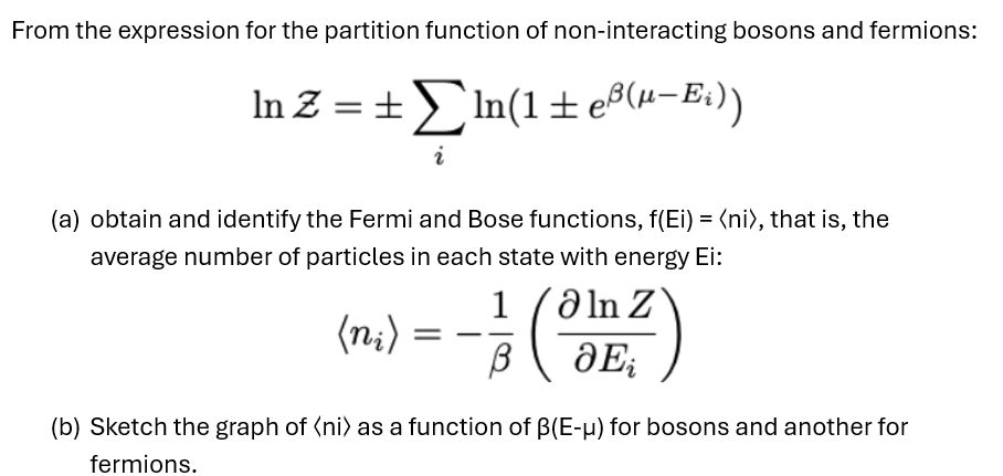 Solved From the expression for the partition function of | Chegg.com