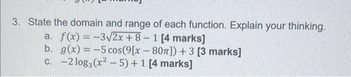 Solved 3. State the domain and range of each function. | Chegg.com