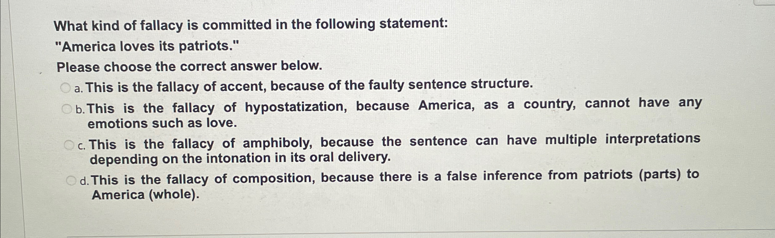 Solved What kind of fallacy is committed in the following | Chegg.com