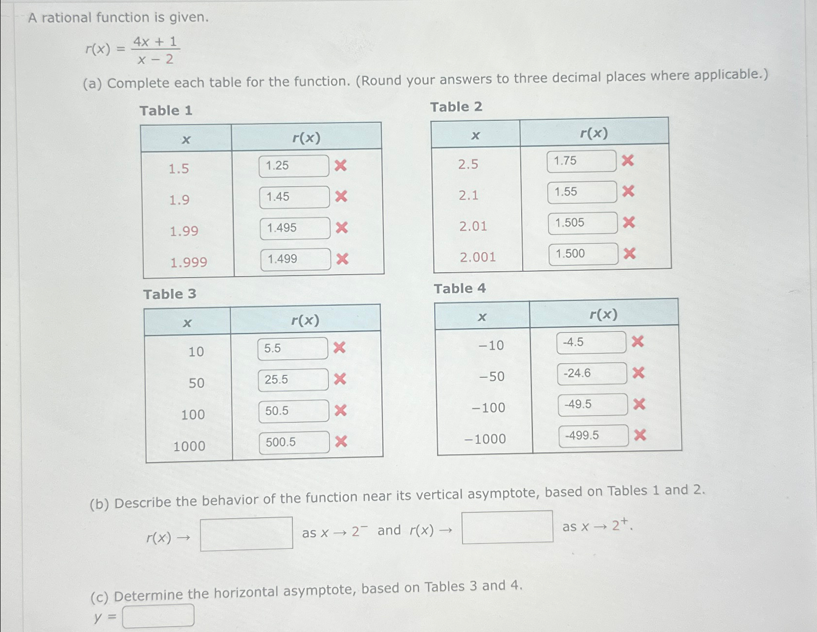 Solved A rational function is given.r(x)=4x+1x-2(a) | Chegg.com