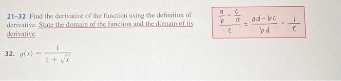 Solved 21-32 Find the derivative of the function using the | Chegg.com