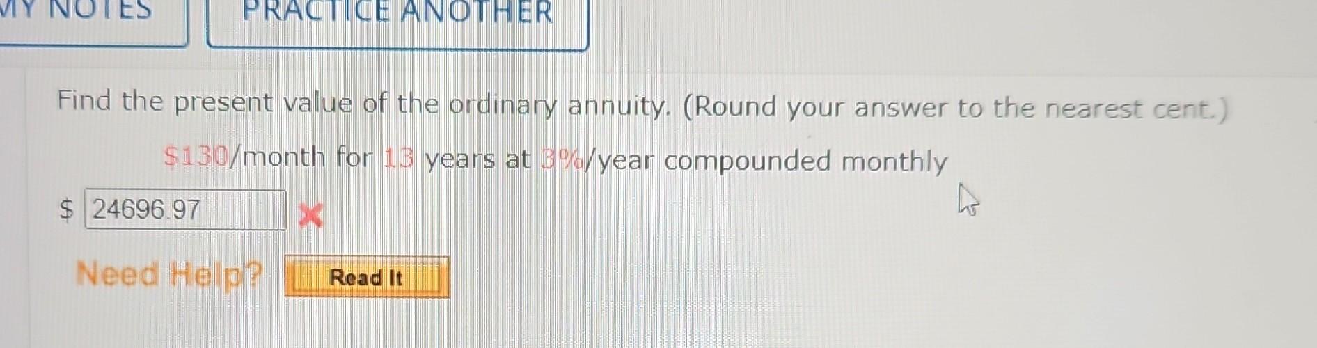 Find the present value of the ordinary annuity. | Chegg.com