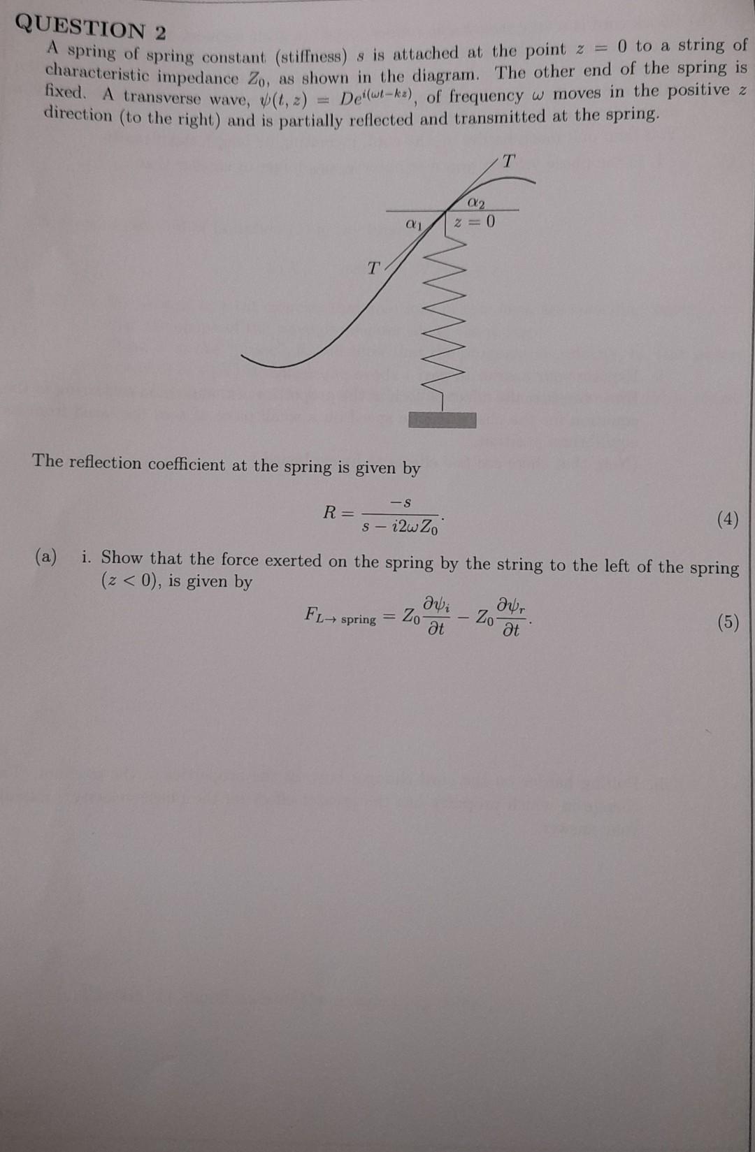 Solved QUESTION 2 A spring of spring constant (stiffness) s | Chegg.com