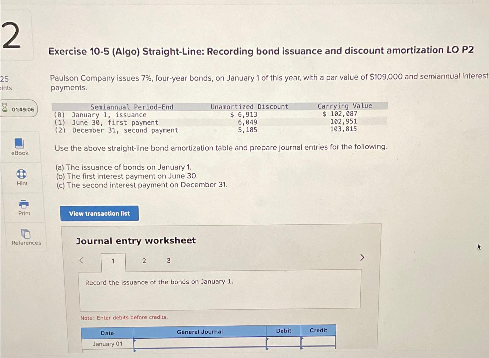 Solved Exercise 10-5 (Algo) ﻿Straight-Line: Recording bond | Chegg.com