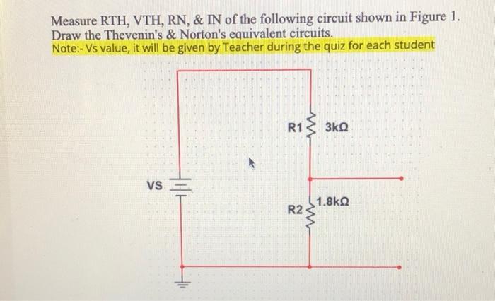 Solved Measure RTH, VTH, RN, & IN of the following circuit | Chegg.com