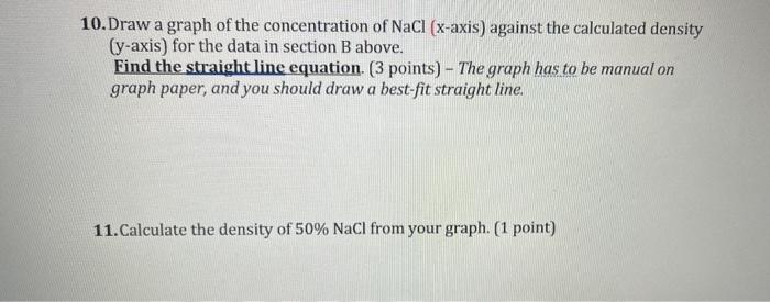 Solved 10. Draw a graph of the concentration of NaCl ( | Chegg.com