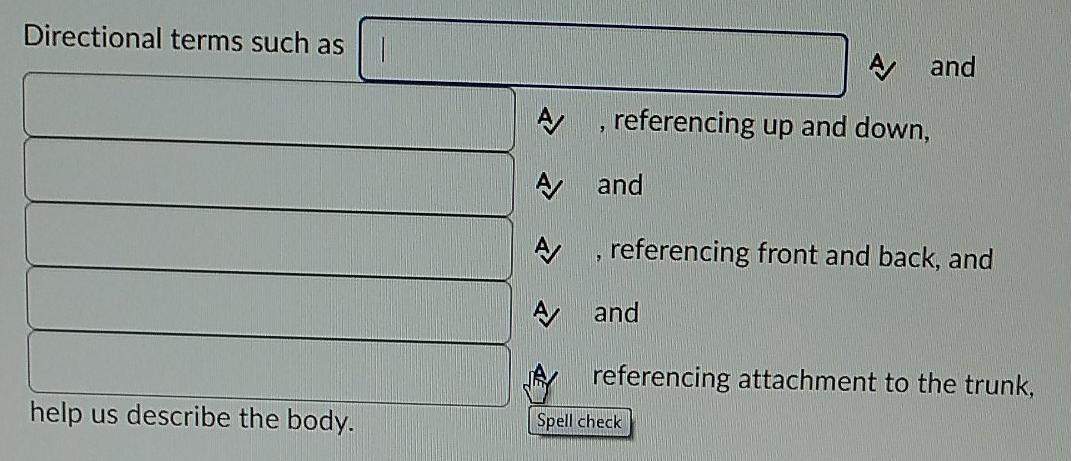 Solved Directional terms such as A and referencing up and | Chegg.com