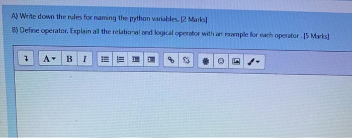 Solved A) Write down the rules for naming the python | Chegg.com