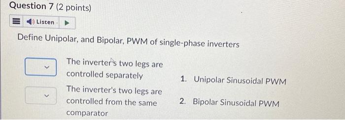 Solved Define Unipolar, and Bipolar, PWM of single-phase | Chegg.com