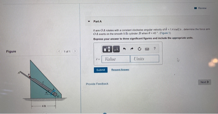 Solved Review Part A If arm OA rotates with a constant | Chegg.com